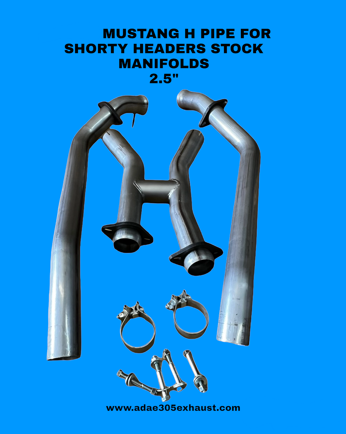 86-95 MUSTANG H PIPE FOR SHORTY HEADERS STOCK MANIFOLDS 2.5 ...